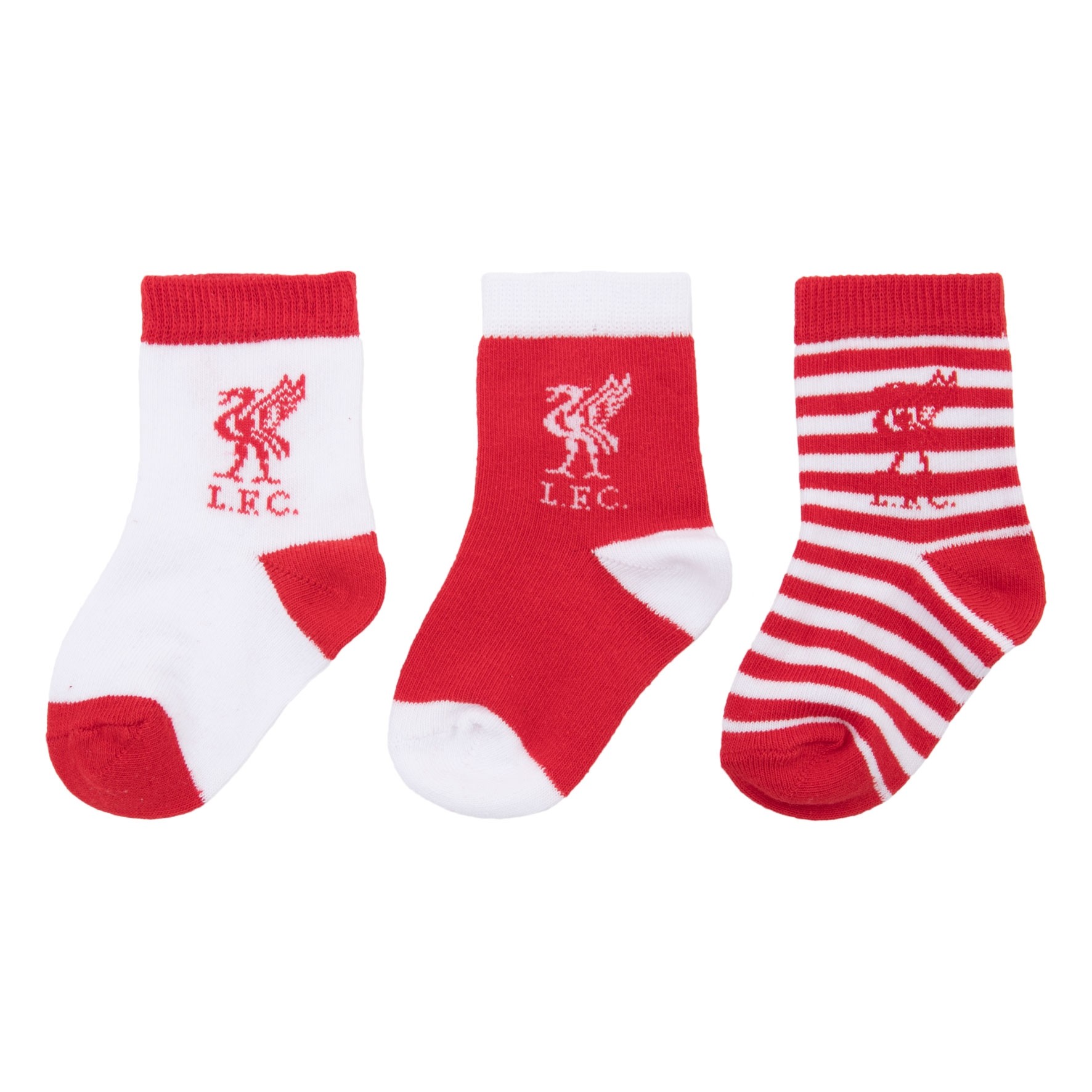 LFC Three Pack Red/White Baby Socks | Anfield Shop